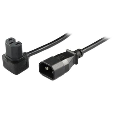 Rackpower 10a High Temp C14 To C15 Cable 2m Black 120 C Bottom Entry Socket 1mm2