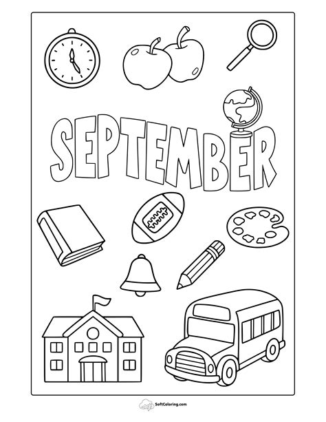 September Back To School Coloring Page Softcoloring