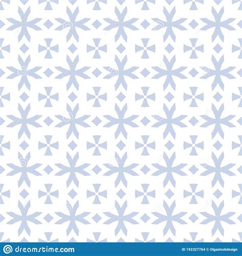 Subtle Vector Geometric Seamless Pattern With Flower Shapes Crosses Diamonds Stock Vector