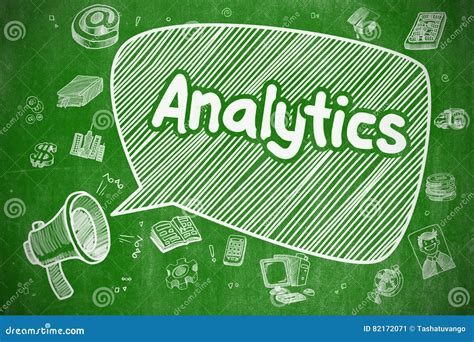 Analytics Doodle Illustration On Green Chalkboard Stock Illustration Illustration Of Doodle