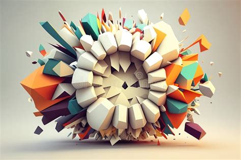 Explosion Of Colorful 3d Geometric Shapes On A White Background Stock Illustration