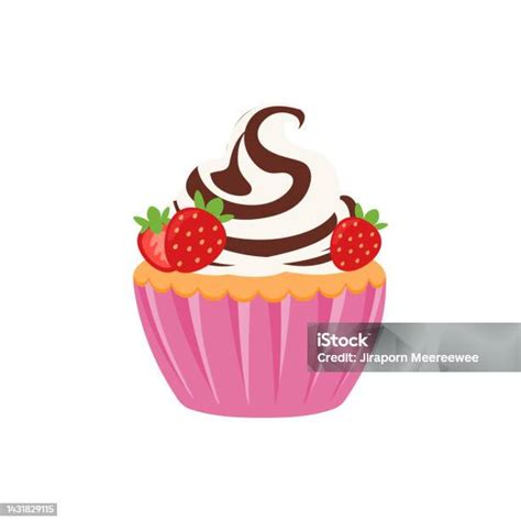 파티 컵 케이크 케이크 생일 파티 다양한 맛의 컵 케이크 초콜릿 레몬 블루 베리 바닐라 우유 혼합 과일 컵 케이크를 보관하십시오 거품 내기에 대한 스톡 벡터 아트 및 기타