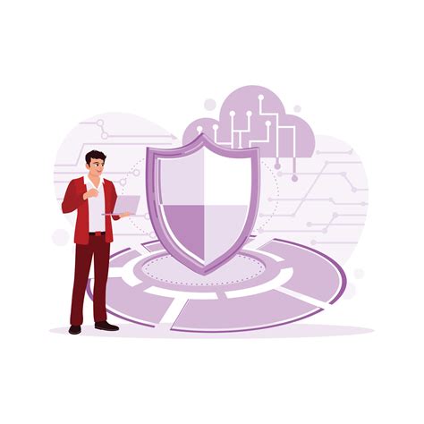 IT Programmer Accessing Business Privacy Cyber Security Data On The Laptop Trend Modern Vector