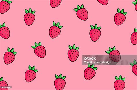딸기 완벽 한 패턴 배경입니다 과일 만화 빨갛게 익은 딸기 벡터 일러스트 레이 션 0명에 대한 스톡 벡터 아트 및 기타 이미지 0명 건강한 생활방식 건강한 식생활