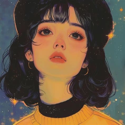 Dreamy Portrait Of A Woman With A Beret Premium Ai Generated Image