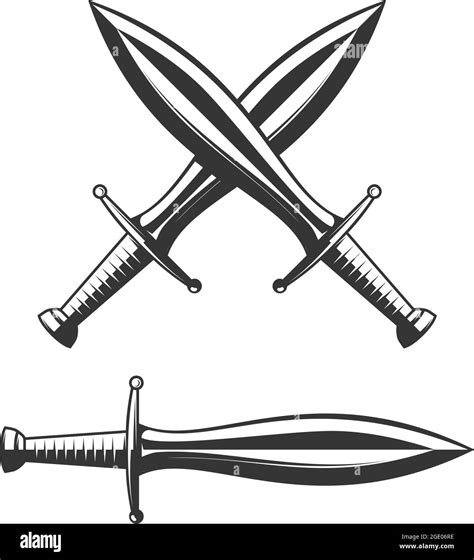 Illustration Of Knight Swords In Monochrome Style Design Element For