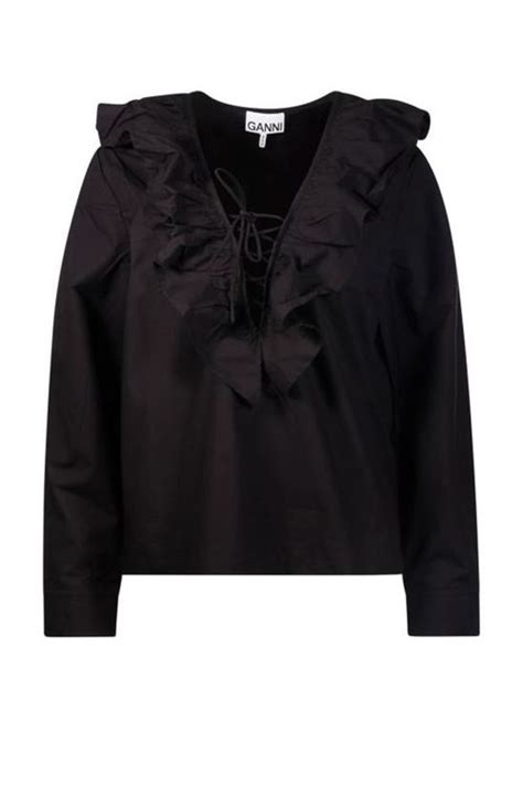 Ganni가니 24ss 가니 블라우스 F9059 099 Black Sivillage 에스아이빌리지