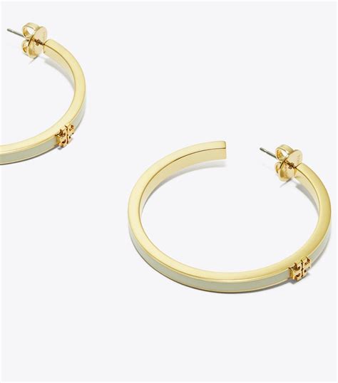 Icon Enamel Hoop Earrings Womens Designer Earrings Tory Burch