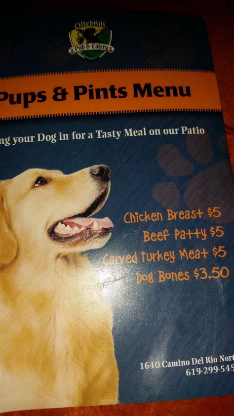 Menu At Tilted Kilt Pub And Eatery San Diego Camino Del Rio N