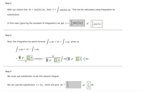 Solved Evaluate The Integral 8x Cos 5x Dx Step 1 To Use
