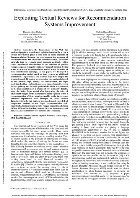 Pdf Exploiting Textual Reviews For Recommendation Systems Improvement
