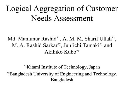 Logical Aggregation Of Customer Needs Assessment Ppt
