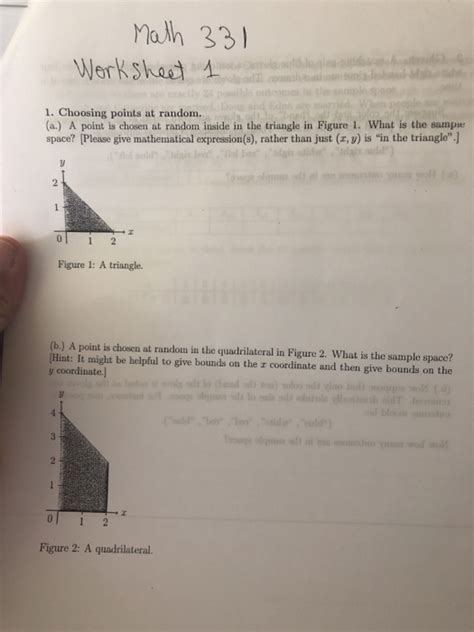 Solved Math 331 Worksheet 1 1 Choosing Points At Random