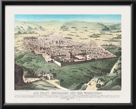 Jerusalem Israel 1868 Restored Map Vintage City Maps