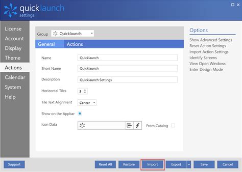 how do i backup or restore quicklaunch settings end of sales since