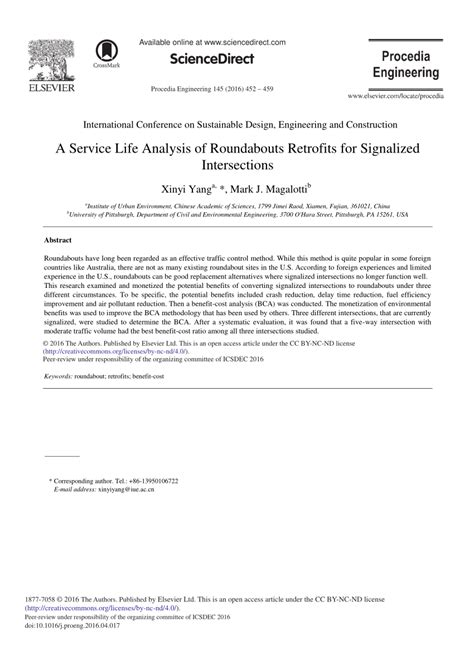 Pdf A Service Life Analysis Of Roundabouts Retrofits For Signalized Intersections
