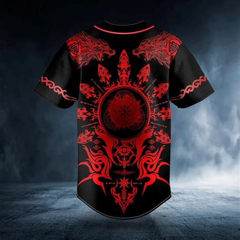 Norse Compass Hakumen Wolves Viking Tattoo Custom Baseball Jersey