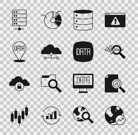 Set Financial Growth Document With Graph Chart Search Data Analysis Server Network Cloud