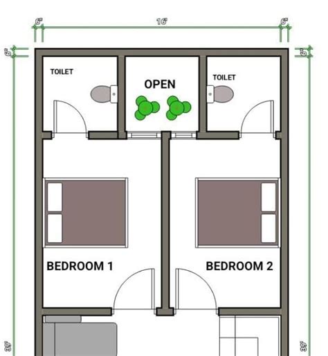 17x40 2bhk House Plan17 By 40 Feet Floor Plan1740 House Map
