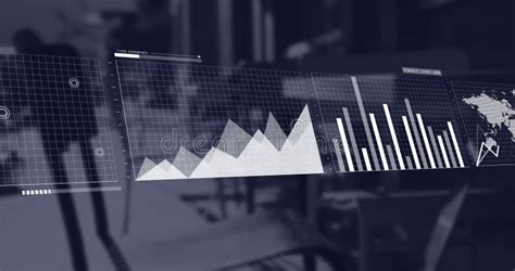 Animation Of Graphs With Loading Bars Map Over Unoccupied Chairs In