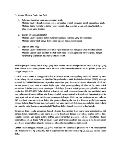 Perbedaan Metode Equity Dan Cost Pdf