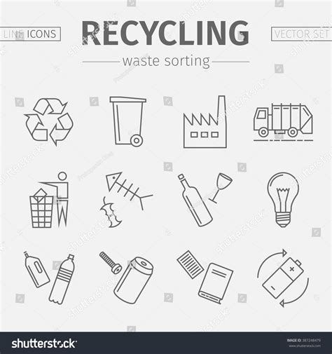 Recycling Line Icons Waste Sorting Set Image Vectorielle De Stock