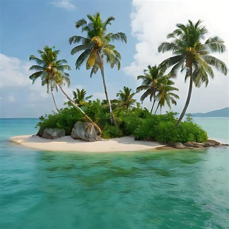 Premium Photo A Small Island With Palm Trees On The Beach And A Small Island In The Water