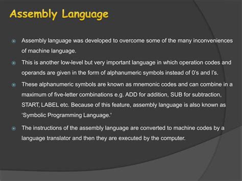 Assembly Language And High Level Languagepptx Programming Languages