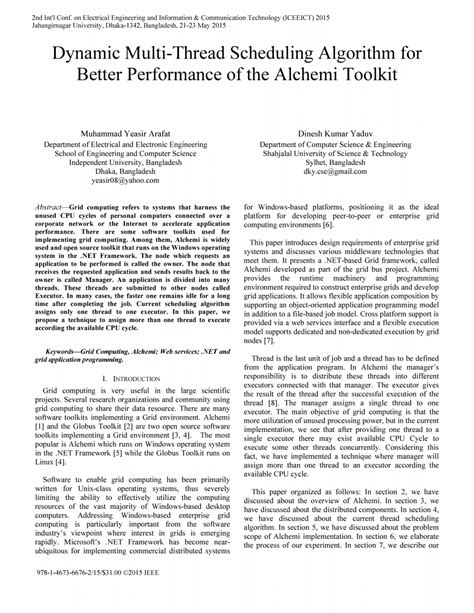 pdf dynamic multi thread scheduling algorithm for better performance