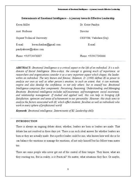 Determinants Of Emotional Intelligence Pdf