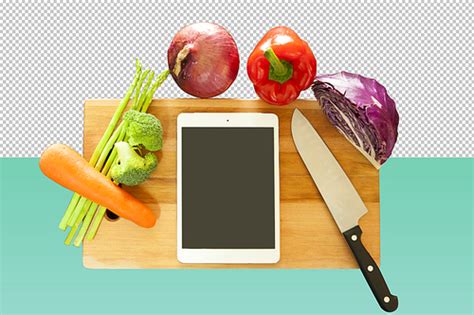 도마 위에 올려져있는 야채와 칼 Png 유토이미지 상세페이지 베이직샵 사진 22050464