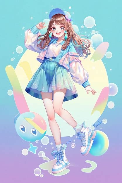 Premium Photo Anime Girl With A Blue Dress And A Blue Skirt