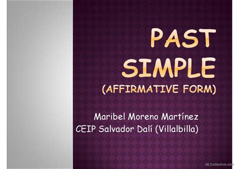 Past Simple Affirmative Gramma English Esl Powerpoints
