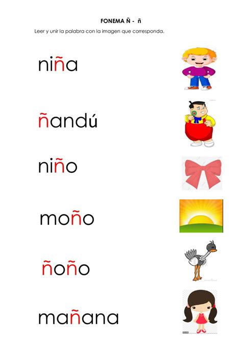 Palabras Con Ña Ñe Ñi Ño Ñu Con Dibujos Ficha Lectura Palabras Con Na Ne Ni No Nu Pdf