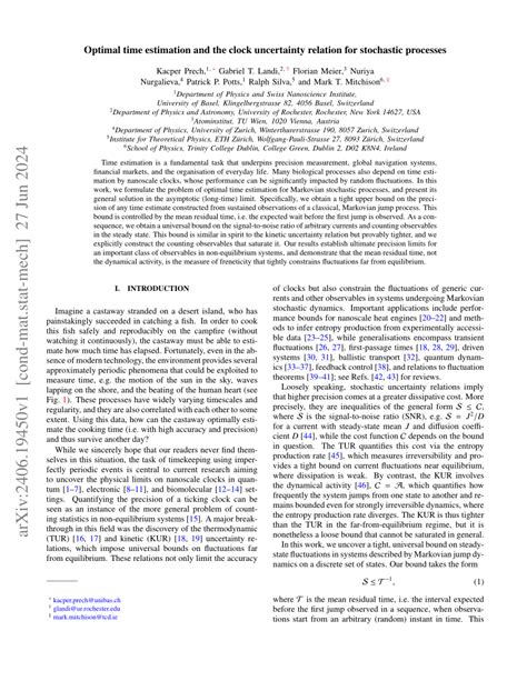 PDF Optimal Time Estimation And The Clock Uncertainty Relation For Stochastic Processes