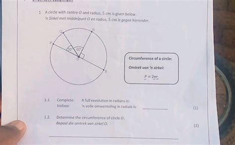 A Circle With Centre O And Radius Cm Is Studyx