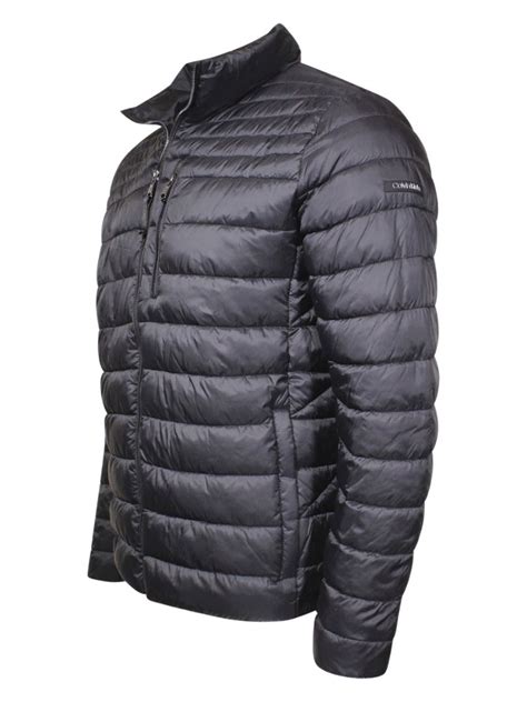 Calvin Klein Mens Packable Water Resistant Zip Front Black Puffer