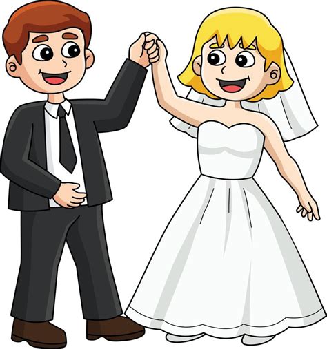 Boda Novio Y Novia Bailando Dibujos Animados Clipart Vector En