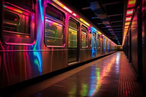 Premium Photo Empty Subway Train Generative Ai