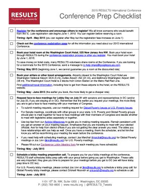 Fillable Online Results Conference Prep Checklist Fax Email Print PdfFiller