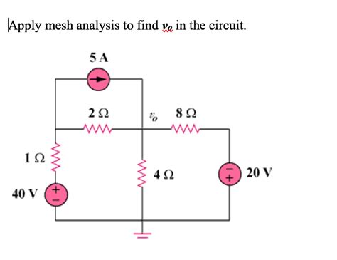 Solved Apply Mesh Analysis To Find Va In The Circuit 5a 2