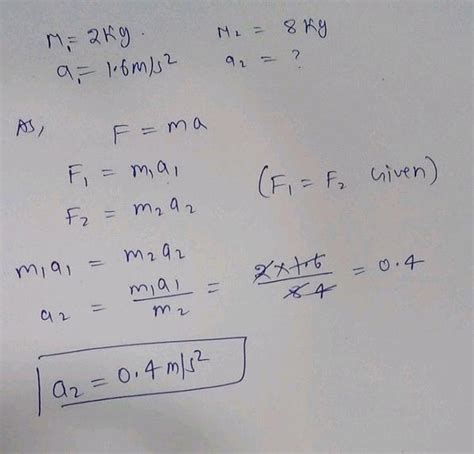 A Force That Gives A 2 0 Kg Object An Acceleration Of 1 6 M S Would