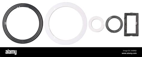 Rubber Washers Isolated White Background White And Black Color