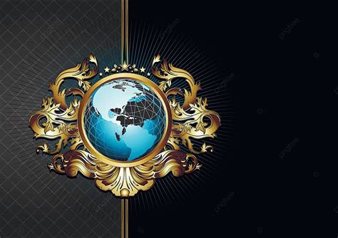 Ornate Frame With Globe Background Object Golden Vector Background