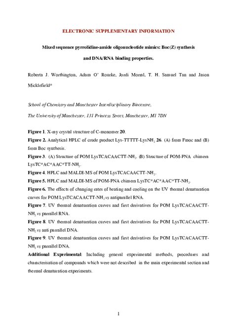 Pdf Mixed Sequence Pyrrolidine Amide Oligonucleotide Mimics Boc Z Synthesis And Dna Rna