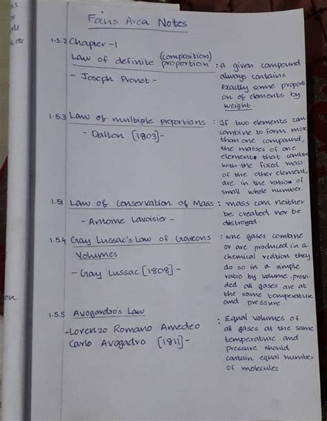 Focusarea Notes Of Plus One Chemistry Chapter One Some Basic Concepts