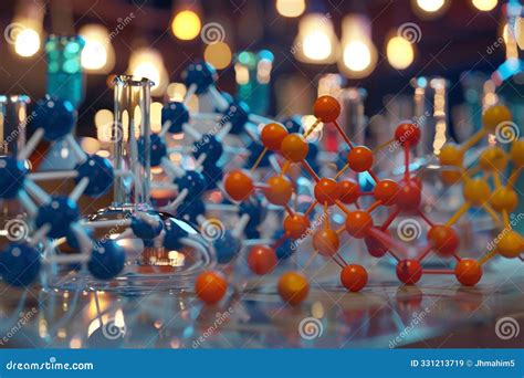 Molecular Structures In A Laboratory Setting Stock Illustration