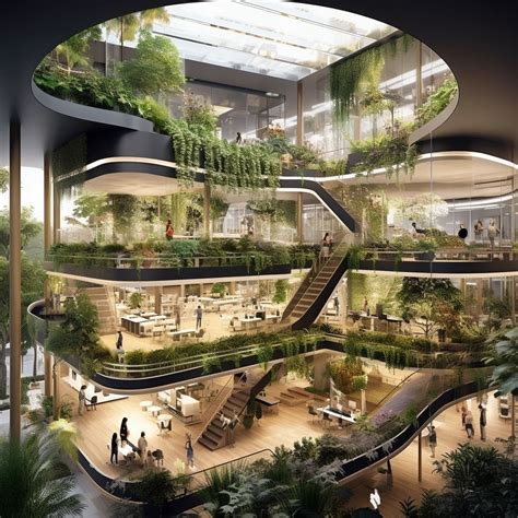 창의적인 건축 디자인을 위한 미드저니 프롬프트 사무실 공공 도서관 디자인 친환경 건축물 건축 프리젠테이션 보드