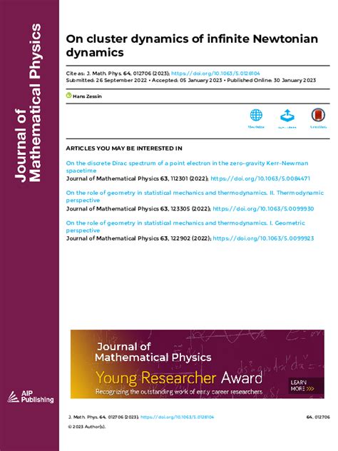 Pdf On Cluster Dynamics Of Infinite Newtonian Dynamics