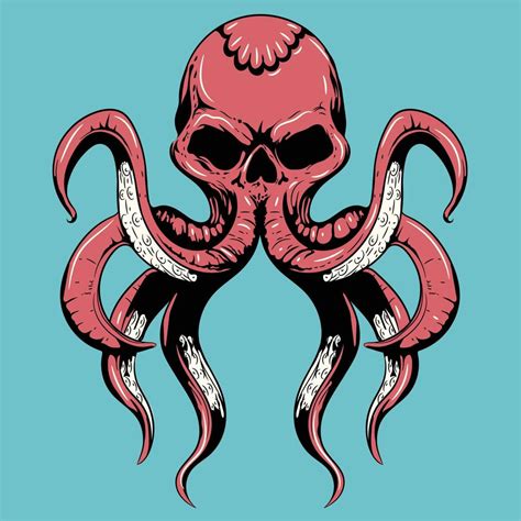 Octopus Vintage Vector Art Isolated On Blue Engraving Style Vector